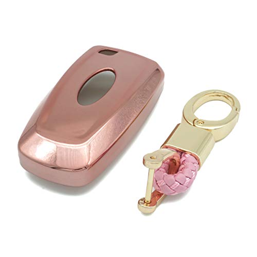 Royalfox(TM) 3 4 5 Buttons TPU Smart keyless Entry Remote Key Fob case Cover Keychain for 2017 2018 2019 2020 Ford Mustang Explorer Edge Fusion Mondeo F150 F250 F350 F450 F550 (Pink)