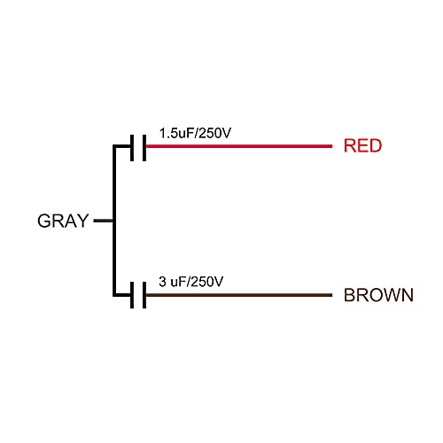 uxcell Ceiling Fan Capacitor CBB61 1.5/3uF 250V AC 3 Wires Metallized Polypropylene Film Capacitor 38x31x22mm for Electric Fan Pump Motor Generator 2Pcs