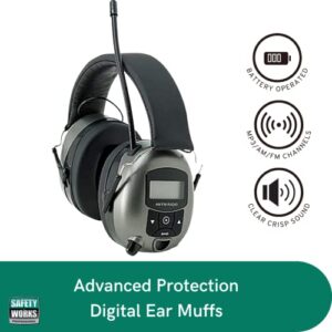 Safety Works 10121816 MP3/AM/FM Digital Radio Ear Muffs , Black