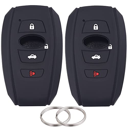 Lcyam Silicone Key Fob Cover for Subaru BRZ STI Legacy Forester Crosstrek Impreza WRX Ascent Outback, Car Accessory Key Protection Case 2Pcs (Black Black)