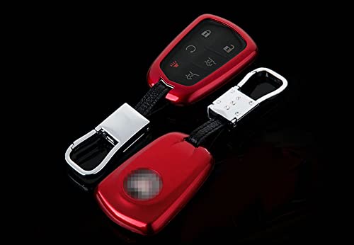 iJDMTOY Exact Fit Glossy Red Smart Key Fob Shell Cover Compatible With 2015-up Cadillac ATS CTS CT6 ELR XTS XT5 SRX Escalade (Please verify your actual key before buying)