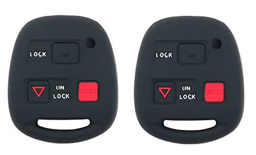 Pack 2 Silicone Key Fob Cover Case fit for Lexus ES GS GX is LS LX RX SC ES300 ES330 IS330 RX350 GX470 IS300 IS330 RX400h Keyless Entry Remote Key Fob (Black)