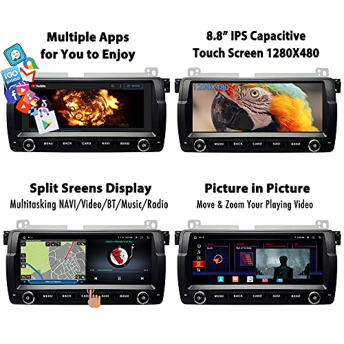 Android 12 Car Stereo CarPlay Multimedia for BMW E46 1998-2006,Rover 75,MG ZT,Android Auto Navigation Head Unit Radio 8.8" Touch Screen,DSP Octa Core 4G+128G,Optical Out/BT/WiFi/4G/FastBoot/SWC/Knobs