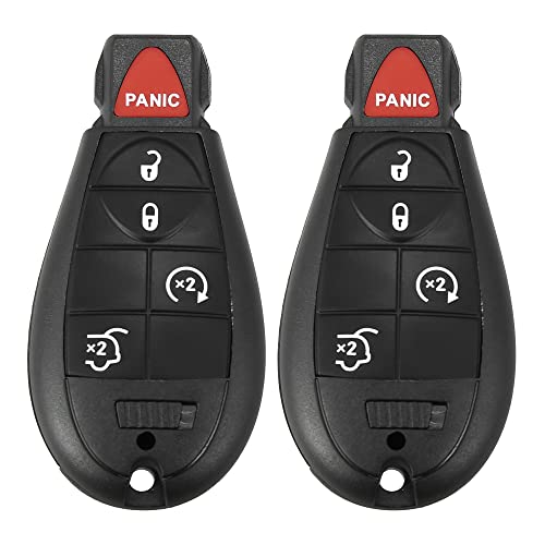 X AUTOHAUX 2pcs 433Mhz Keyless Entry Remote Car Key Fob for Jeep Grand Cherokee 2008-2010 for Commander 2008 2009 2010 5 Buttons with Door Key M3N5WY783X