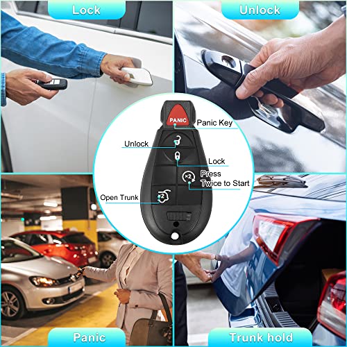 X AUTOHAUX 2pcs 433Mhz Keyless Entry Remote Car Key Fob for Jeep Grand Cherokee 2008-2010 for Commander 2008 2009 2010 5 Buttons with Door Key M3N5WY783X