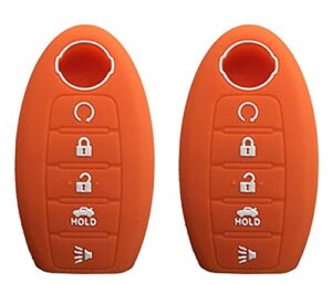 kawihen 2 pcs silicone key fob cover fit for nissan 5 button armada murano maxima altima sedan pathfinder 285e3-3tp5a kr5s180144014（orange）