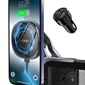 OQTIQ Wireless Car Mount Charger for Tesla Model 3 / Y Magnetic Phone Holder Fast Charging Cooling Fan Magnet Charger Compatible with Mag Safe Cases, for iPhone 14 13 12 Series (with QC 3.0 Adapter)