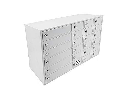 FixtureDisplays® 24-Slot Cellphone USB Charging Station Lockers Assignment Mail Slot Box  24 W x 15 H x 9" D Big (8.2") and Small (4.4") Slots 15255