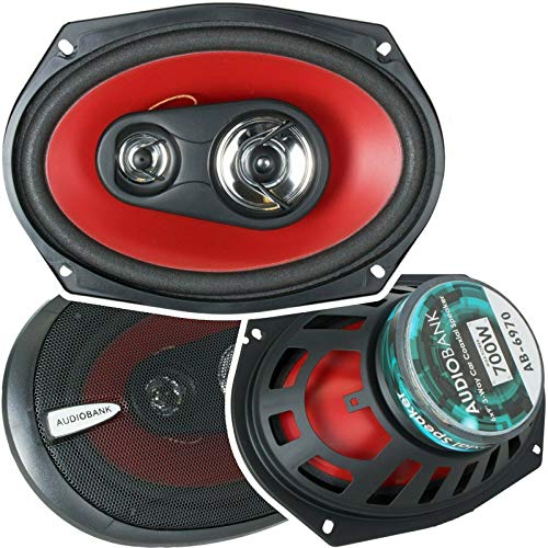 2 Audiobank 6x9 700 Watt 3-Way Red Car Audio Stereo Coaxial Speakers - AB6970