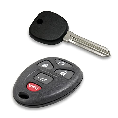 Keyless2Go Replacement for New Keyless Entry 5 Button Remote Start Car Key Fob for Select Vehicles with New Uncut Transponder Ignition Car Key Circle Plus B111