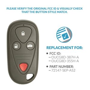 Keyless2Go Replacement for 4 Button Remote Key Fob Acura OUCG8D-387H-A 72147-SEP-A52