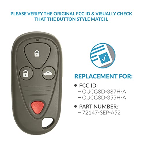 Keyless2Go Replacement for 4 Button Remote Key Fob Acura OUCG8D-387H-A 72147-SEP-A52