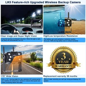 LeeKooLuu RV Backup Camera Wireless HD 1080P 7 Inch Recorder DVR Monitor Touch Key Screen Four Channel Adapter for Furrion Pre-Wired RV Rear View System Waterproof Night Vision 2022 Latest Version LK5