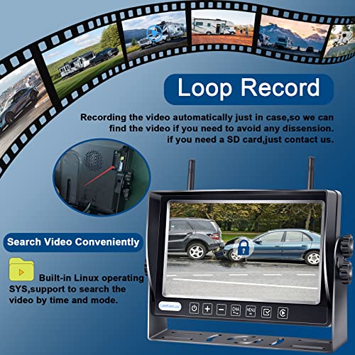 LeeKooLuu RV Backup Camera Wireless HD 1080P 7 Inch Recorder DVR Monitor Touch Key Screen Four Channel Adapter for Furrion Pre-Wired RV Rear View System Waterproof Night Vision 2022 Latest Version LK5