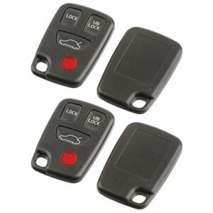 key fob keyless entry remote shell case & pad fits volvo hyq1512j 9166200, set of 2