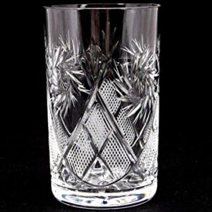 World Gifts Cut Crystal Drinking Glass for Hot/Cold Beverage Fits Russian Metal Glass Holder Podstakannik - USSR Soviet Glassware - 8.5 oz