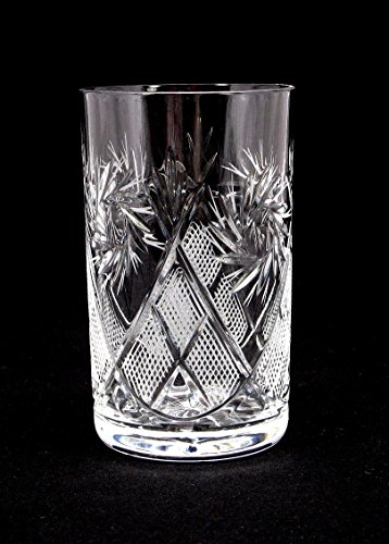 World Gifts Cut Crystal Drinking Glass for Hot/Cold Beverage Fits Russian Metal Glass Holder Podstakannik - USSR Soviet Glassware - 8.5 oz