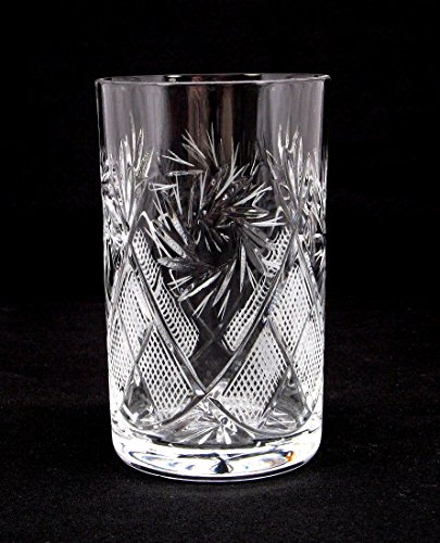 World Gifts Cut Crystal Drinking Glass for Hot/Cold Beverage Fits Russian Metal Glass Holder Podstakannik - USSR Soviet Glassware - 8.5 oz