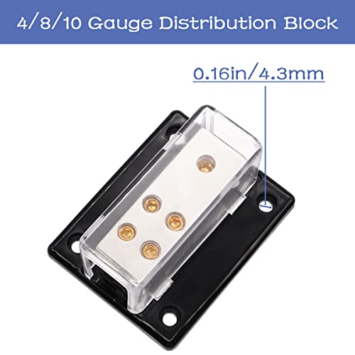 Seamaka 1x4 Gauge in to 4X 8/10 Gauge Out Power Distribution Block for Car Audio Splitter O-074