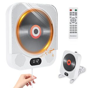 cozysound portable cd player bluetooth for home, wall mountable desktop kpop music players, convert cds to mp3, with stereo speakers, remote, fm radio, aux jack, support u disk/tf