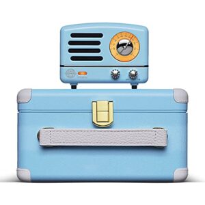 muzen otr metal portable bluetooth speaker with retro knob tuner fm radio, also with suitcase gift case, wireless bluetooth speaker with loud stereo sound, for home outdoor travel