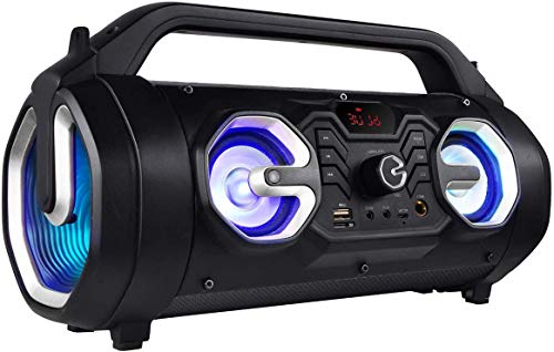 Boytone BT-16S Portable Bluetooth Boombox Speaker, Indoor/Outdoor, 25W, Loud Sound, Deeper Bass, EQ, 5" Subwoofer, 2 x 3 Tweeter, FM, 9H Playtime, USB, Micro SD, AUX, Microphone, Recording, LED Light