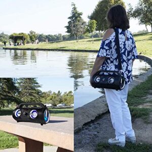 Boytone BT-16S Portable Bluetooth Boombox Speaker, Indoor/Outdoor, 25W, Loud Sound, Deeper Bass, EQ, 5" Subwoofer, 2 x 3 Tweeter, FM, 9H Playtime, USB, Micro SD, AUX, Microphone, Recording, LED Light