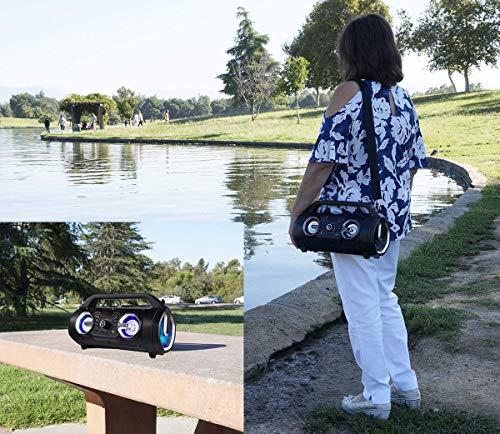 Boytone BT-16S Portable Bluetooth Boombox Speaker, Indoor/Outdoor, 25W, Loud Sound, Deeper Bass, EQ, 5" Subwoofer, 2 x 3 Tweeter, FM, 9H Playtime, USB, Micro SD, AUX, Microphone, Recording, LED Light