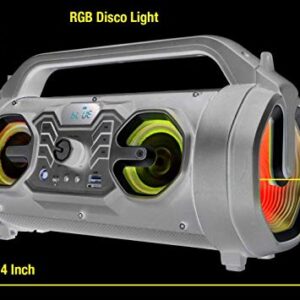 Boytone BT-16S Portable Bluetooth Boombox Speaker, Indoor/Outdoor, 25W, Loud Sound, Deeper Bass, EQ, 5" Subwoofer, 2 x 3 Tweeter, FM, 9H Playtime, USB, Micro SD, AUX, Microphone, Recording, LED Light