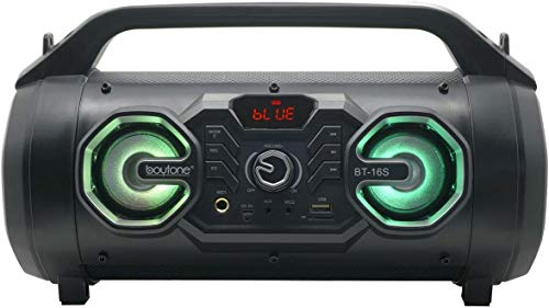 Boytone BT-16S Portable Bluetooth Boombox Speaker, Indoor/Outdoor, 25W, Loud Sound, Deeper Bass, EQ, 5" Subwoofer, 2 x 3 Tweeter, FM, 9H Playtime, USB, Micro SD, AUX, Microphone, Recording, LED Light