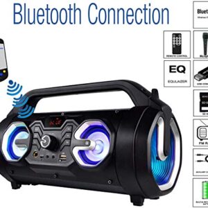 Boytone BT-16S Portable Bluetooth Boombox Speaker, Indoor/Outdoor, 25W, Loud Sound, Deeper Bass, EQ, 5" Subwoofer, 2 x 3 Tweeter, FM, 9H Playtime, USB, Micro SD, AUX, Microphone, Recording, LED Light