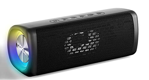 Ortizan M9 Extra BASS Wireless Bluetooth Portable Speaker, Powerful IPX7 Waterproof Outdoor Bluetooth Speaker, 30 Hours Battery, Dynamic LED Light, Wireless Stereo Pairing for Home, Party, Travel