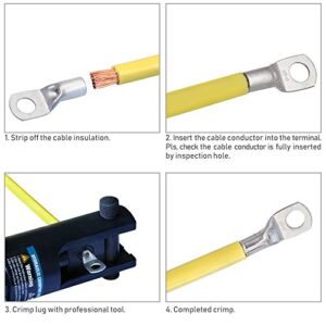 ELECFUN 10pcs 6AWG 3/8" Stud Heavy Duty Cable Lugs with Spy Hole Battery Cable Tinned Copper Ring Terminal Connectors TK16-10