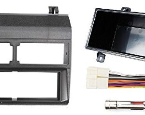 Black Single Din Dash Kit Includes Pocket Wire Harness and Antenna Adapter Compatible with Chevrolet and Compatible with GMC 1988-1996 Truck Models