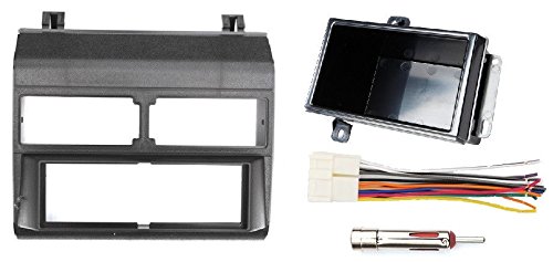 Black Single Din Dash Kit Includes Pocket Wire Harness and Antenna Adapter Compatible with Chevrolet and Compatible with GMC 1988-1996 Truck Models