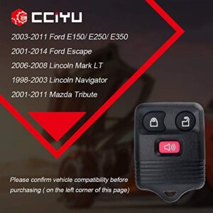 cciyu CWTWB1U331 Keyless Entry Remote Car Key Fob Clicker Transmitter Alarm 1X 3 Buttons fits for Ford Edge for F150 98-16 for M azda for L incoln for F ord for M ercury Series CWTWB1U331