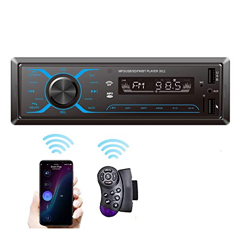 SEMAITU Smart Car Audio Systems, Single Din Multimedia Car Stereo, USB SD Support Mobile APP Control Bluetooth MP3 Hands-Free Calling, FM Radio Receiver for Car & Truck