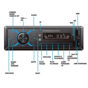 SEMAITU Smart Car Audio Systems, Single Din Multimedia Car Stereo, USB SD Support Mobile APP Control Bluetooth MP3 Hands-Free Calling, FM Radio Receiver for Car & Truck