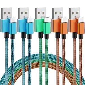 usb c cable, xiae& [5pack, 6 ft] type c charger nylon braided cable, usb a to type c cable fast charge for samsung galaxy s20 note 10, lg v20, google pixel, moto z2 and other usb c charger (colorful)