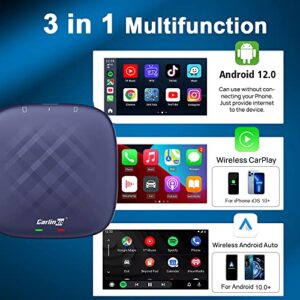 Carlinkit CarPlay Ai Box Android 12.0, 8+128G Adapter with Netflix, YouTube, Hulu,Disney+，Ai Box CarPlay Dongle Magic Box Carplay to Stream Media to Car & TV, Wireless CarPlay & Android Auto