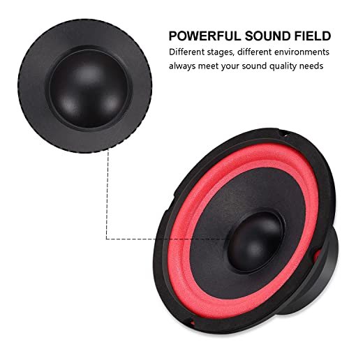 Facmogu 2PCS 8in Full Range Audio Speakers, RMS 50W Peak 120W, 4 Ohm Car Vehicle Audio Full Range Drivers, Wide Range DIY Loudspeaker Woofer Replacement - Red