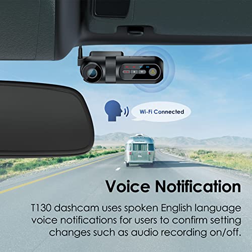 VIOFO T130 2 Channel Dash Cam, Front Inside/Cabin 1440P+1080P Dual Channel Car Dash Camera, Built-in WiFi GPS, IR Night Vision, Supercapacitor, G-Sensor, Parking Monitor, 256GB Supported