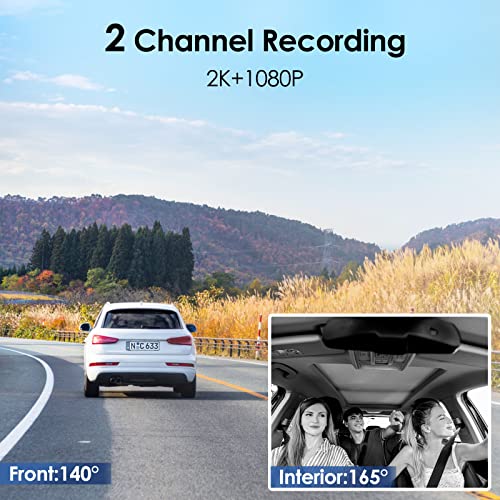 VIOFO T130 2 Channel Dash Cam, Front Inside/Cabin 1440P+1080P Dual Channel Car Dash Camera, Built-in WiFi GPS, IR Night Vision, Supercapacitor, G-Sensor, Parking Monitor, 256GB Supported