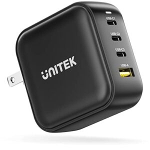 unitek usb c fast charger – 100w pd gan block charge ultra small 4 port wireless type c & usb a wall charger compact travel power adapter super quick for ipad iphone samsung macbook laptop