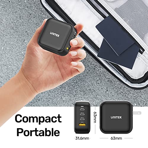 Unitek USB C Fast Charger - 100W PD Gan Block Charge Ultra Small 4 Port Wireless Type C & USB A Wall Charger Compact Travel Power Adapter Super Quick for Ipad iPhone Samsung MacBook Laptop