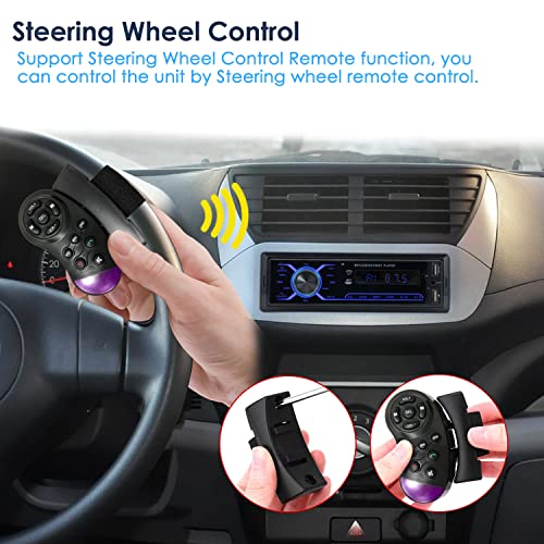 RuiFuDio Single Din Bluetooth Car Stereo FM, Radio Receiver with USB/AUX-in/SD Card Port /USB Support for Playing Music, Hands Free Calling MP3 Player with Wireless Remote Control,7 Lighting Colors