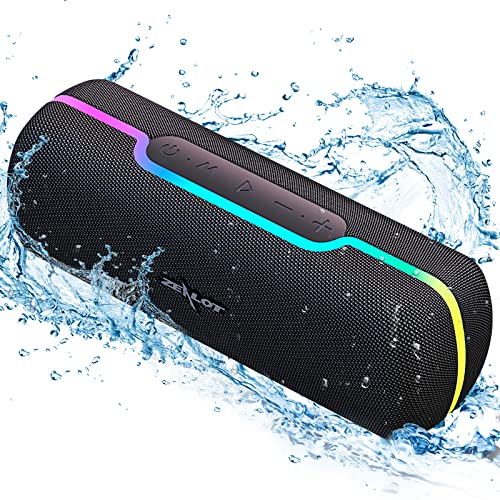 ZEALOT Portable Bluetooth Speaker, Outdoor Speaker, Wireless Speaker with Subwoofer 20W, Dual Pairing, Loud Stereo Bass, Waterproof IPX5, Dual Driver/USB/TF/AUX, Long Playtime, Home/Outdoor/Gym–Black