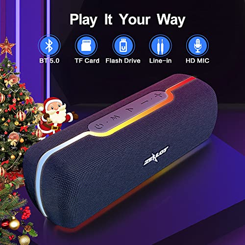 ZEALOT Portable Bluetooth Speaker, Outdoor Speaker, Wireless Speaker with Subwoofer 20W, Dual Pairing, Loud Stereo Bass, Waterproof IPX5, Dual Driver/USB/TF/AUX, Long Playtime, Home/Outdoor/Gym–Black