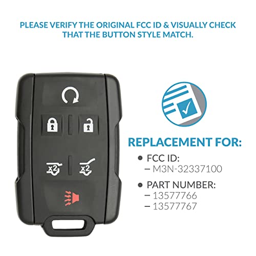 Keyless2Go Replacement for 6 Button Replacement Remote 315 Mhz for GM M3N-32337100 13577766