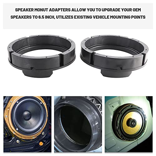 NuIth 6.5 Inch Speaker Adapters Plate Spacer for VW 1999-2019, Porsche 2000-2006, Skoda 2005-2013, Seat 1999-2005 Aftermarket Front Door Speaker Adapter Mount Bracket Rings